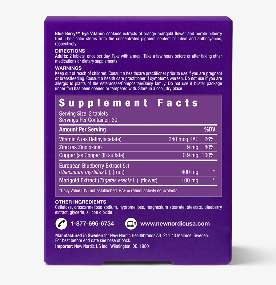 Blue Berry™ Eye Vitamin and Supplement with Caretenoids | New Nordic ...